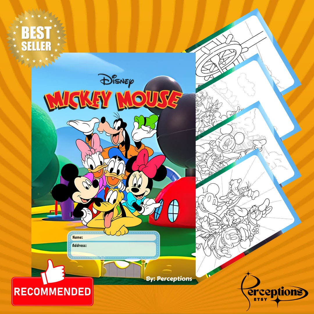 Mickey Mouse Coloring Book for Kids 32 Pages PDF Print - Etsy