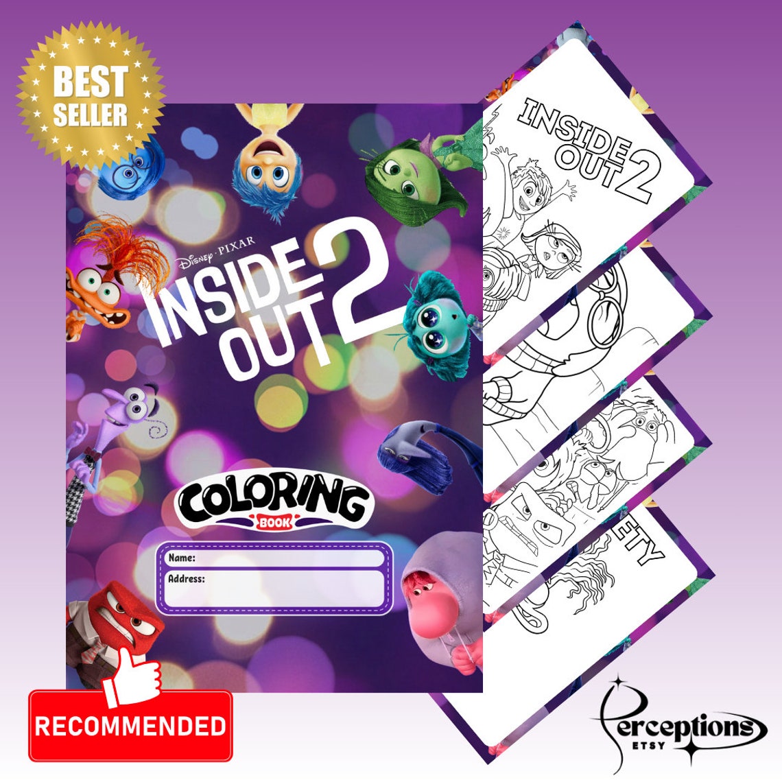 Inside Out 2 Coloring Book for Kids 21 Pages PDF Print - Etsy