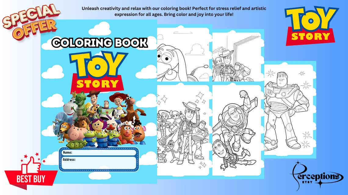 Toy Story Kids Coloring Book Printable PDF 22 Pages - Etsy