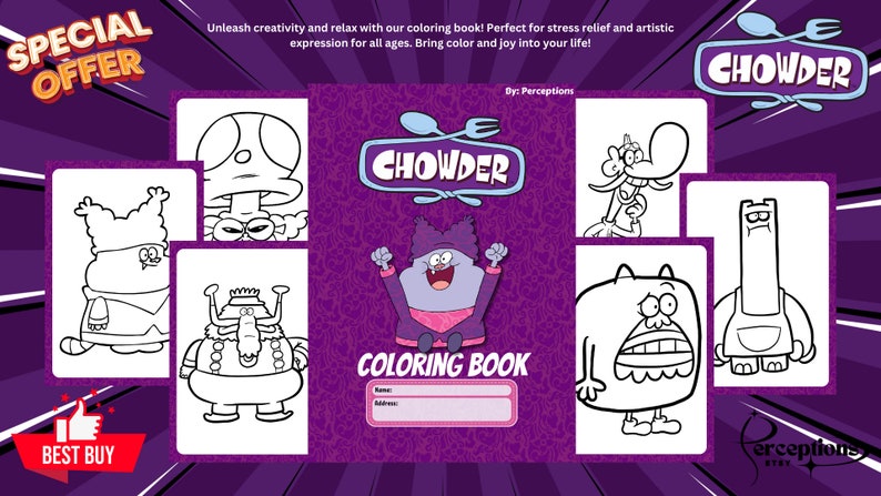 Chowder Cartoon Coloring Book for Kids 23 Pages PDF Print - Etsy