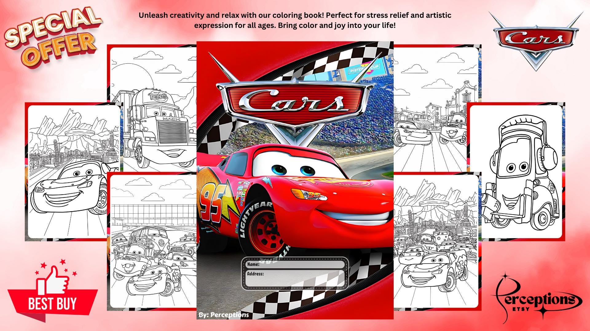 Cars Animation Cartoon Coloring Book for Kids 25 Pages PDF Print - Etsy