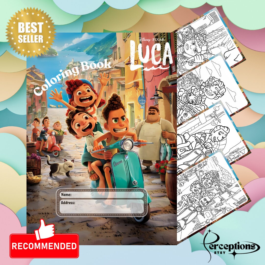 LUCA Animation Cartoon Coloring Book for Kids 21 Pages PDF Print - Etsy