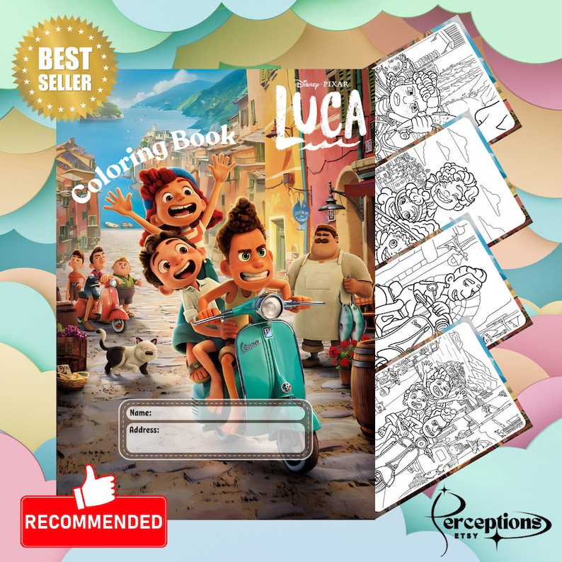 LUCA Animation Cartoon Coloring Book for Kids 21 Pages PDF Print - Etsy