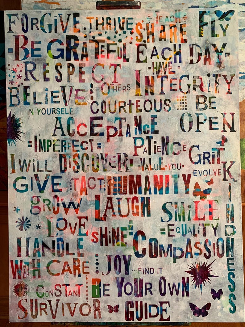 Word Board Abstract Art Acrylic Painting - Etsy