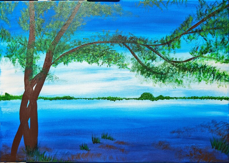 Weeping Willow Acrylic Painting on Canvas - Etsy Australia