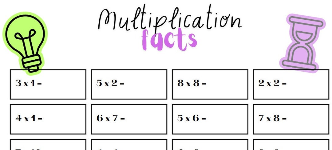 Multiplication Worksheet 0-10 Facts 40 Questions Horizontal - Etsy