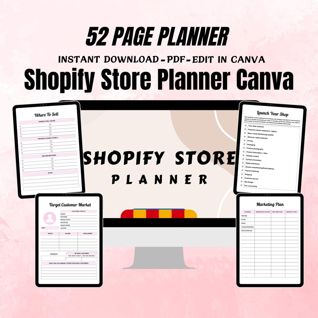Shopify Store Planner Printable | Digital Shopify Planner | Shopify ...