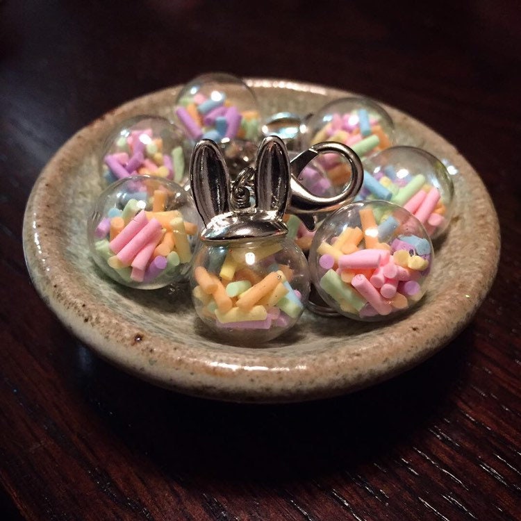 Crochet Individual Sprinkle Filled Bunny Ears Globe Stitch Marker for ...