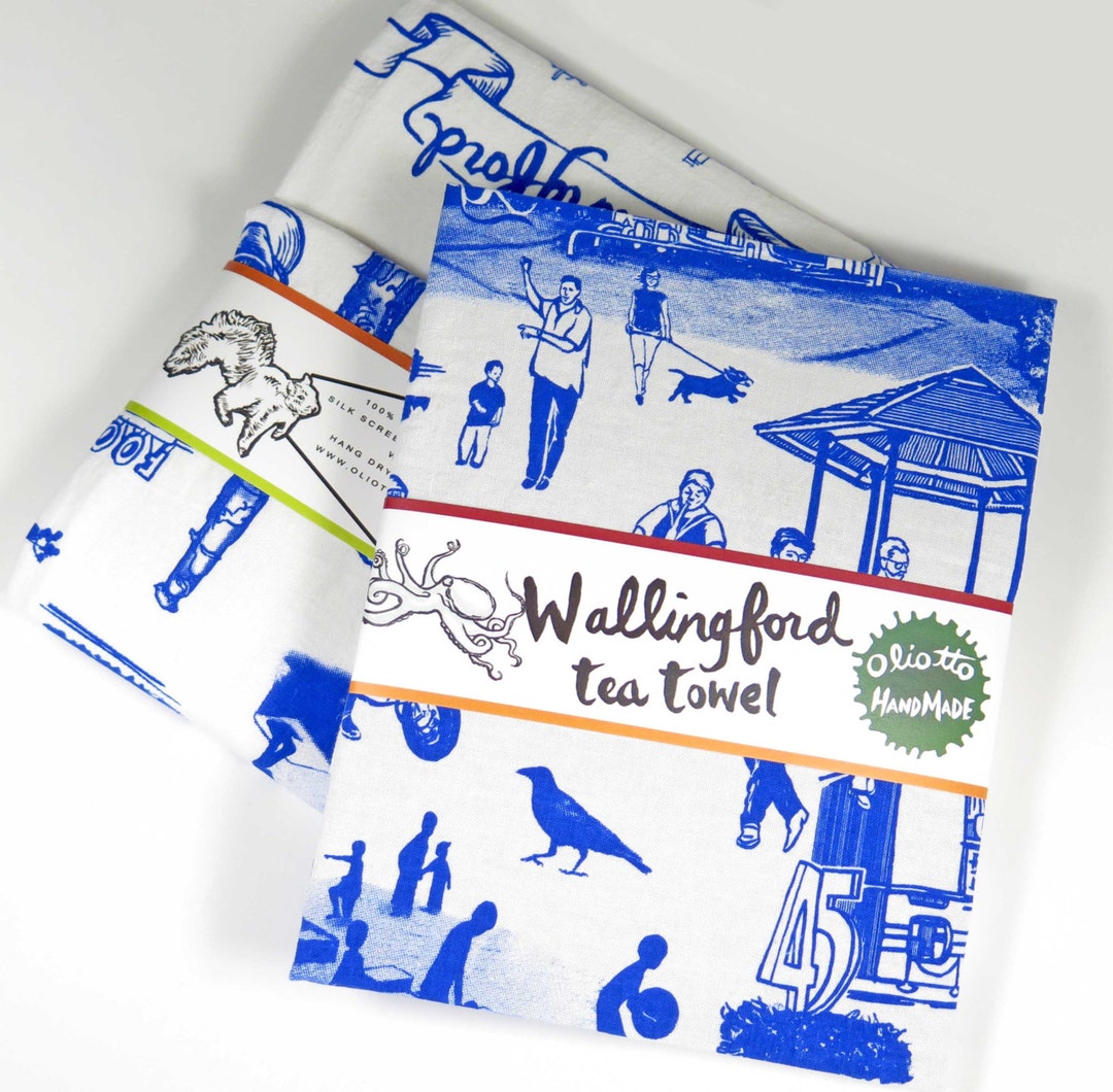 Wallingford Tea Towel Seattle Neighborhood Souvenir Silk Screen OLIOTTO ...