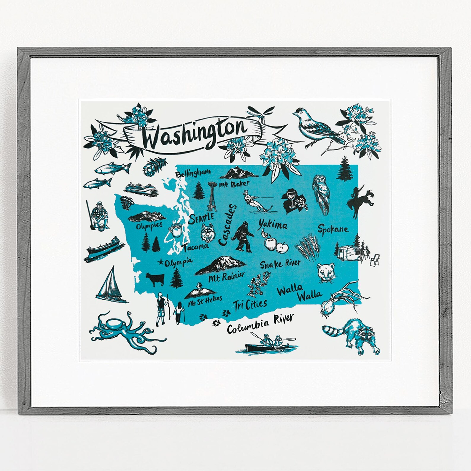 Washington State Print - Etsy