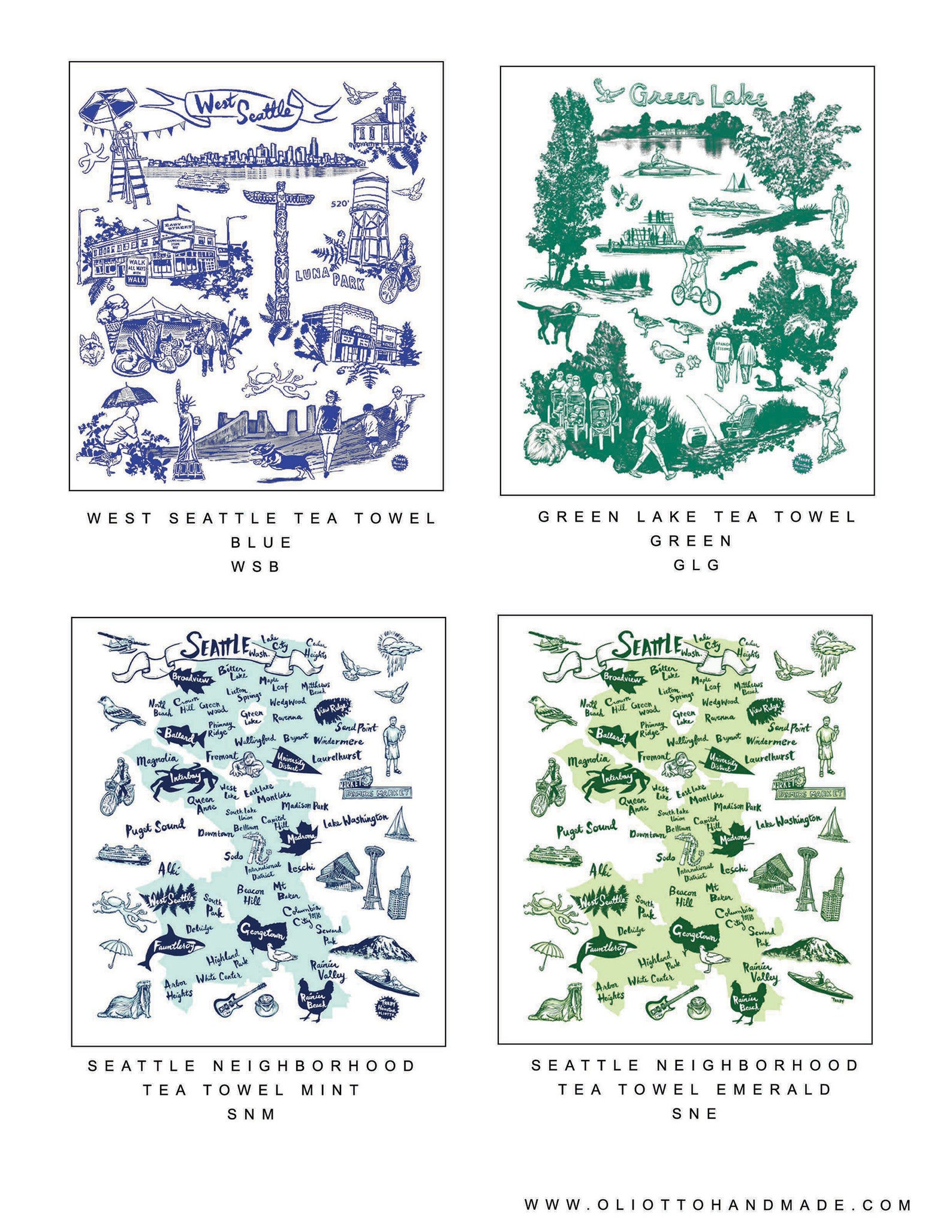 SALE Any Two Souvenir Tea Towels Seattle Washington U PICK | Etsy