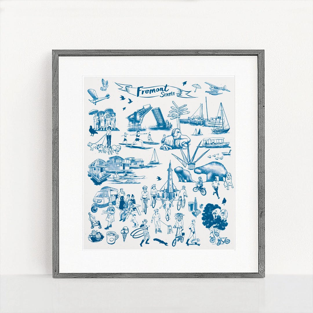 Fremont Seattle Neighborhood Screen Print - Etsy