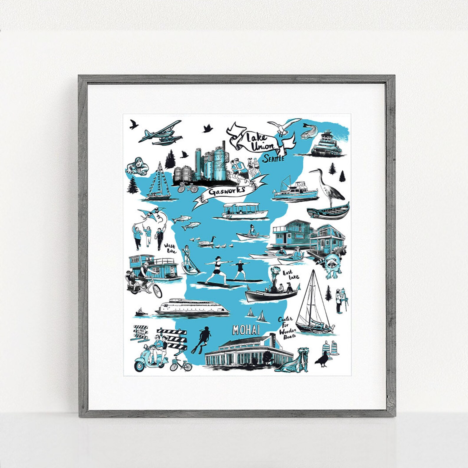 Seattle Lake Union Print - Etsy