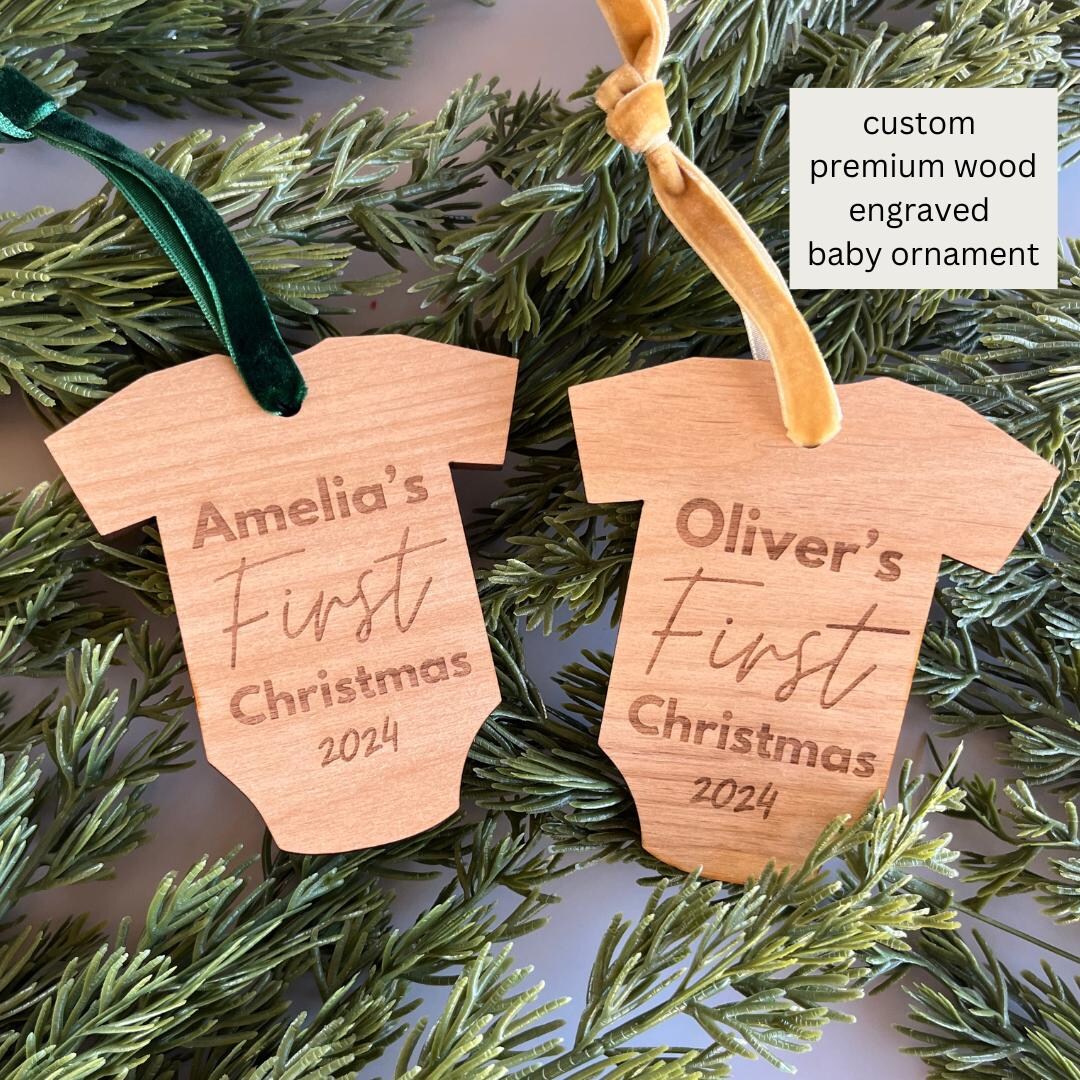 WOODEN CUSTOM New Baby Engraved Ornament. Personalized Baby Gift ...