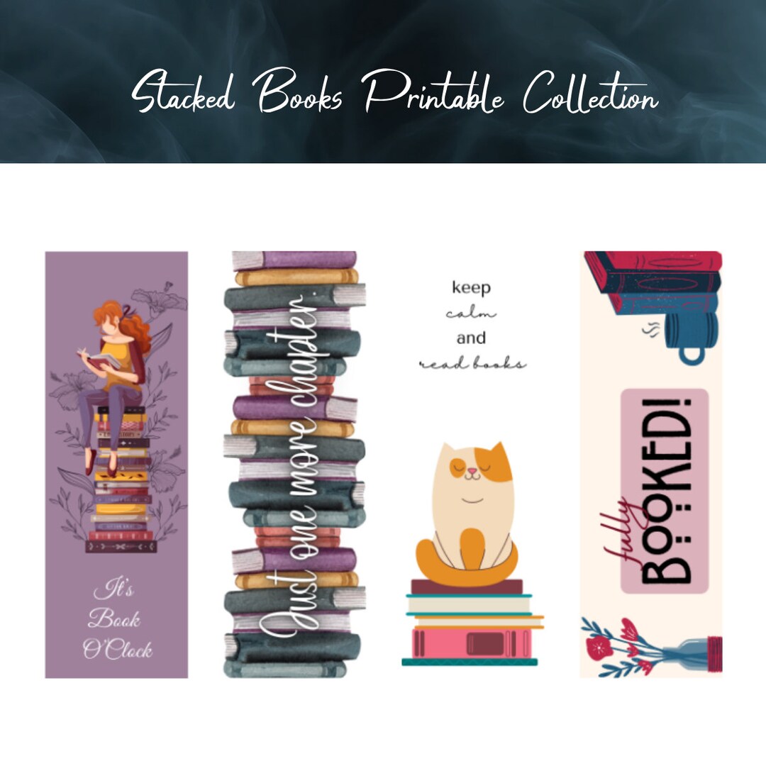 Stacked Book Collection - Printable Bookmarks for Book Lovers - Etsy
