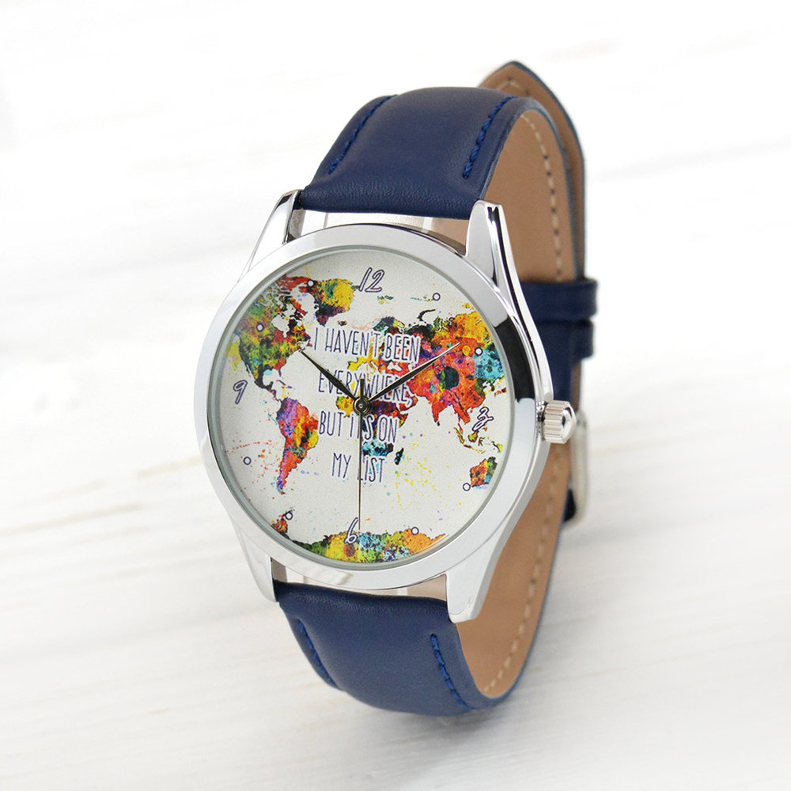 World Map Watch - Women Watches - Leather Watch - Men's Watch ...