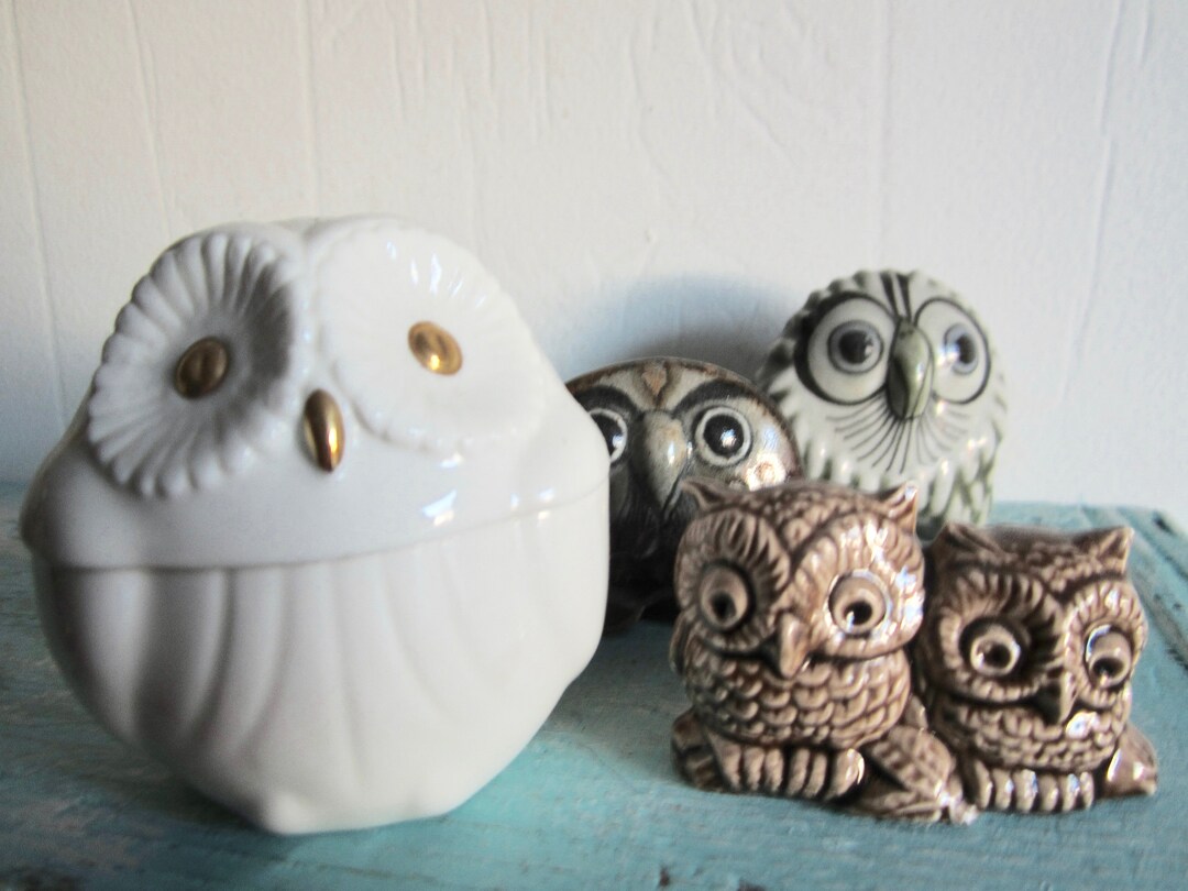 Vintage OWL Collection 5 Instant Owl Lot Porcelain Brown and - Etsy