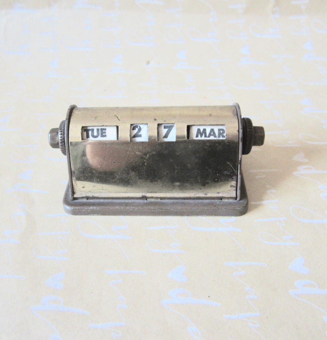 Vintage Perpetual Calendar Desk Top Brass Calendar W/ Month Day of the ...