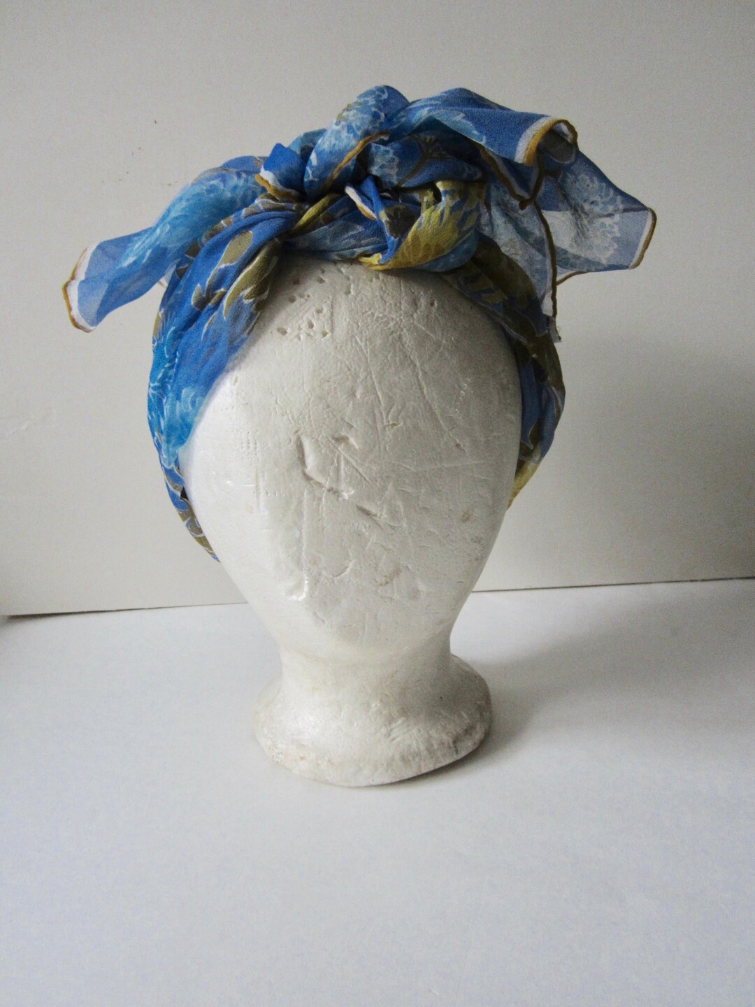 Vintage VERA Neumann Scarf Sheer Vera Blue & Yellow Floral Scarf ...