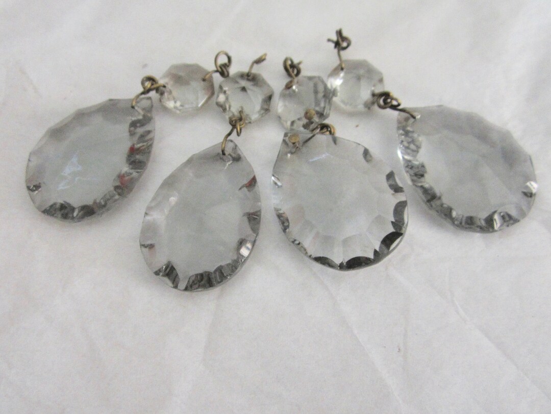 Vintage Crystal Prism Chandelier Teardrops Glass Replacement Smoky ...