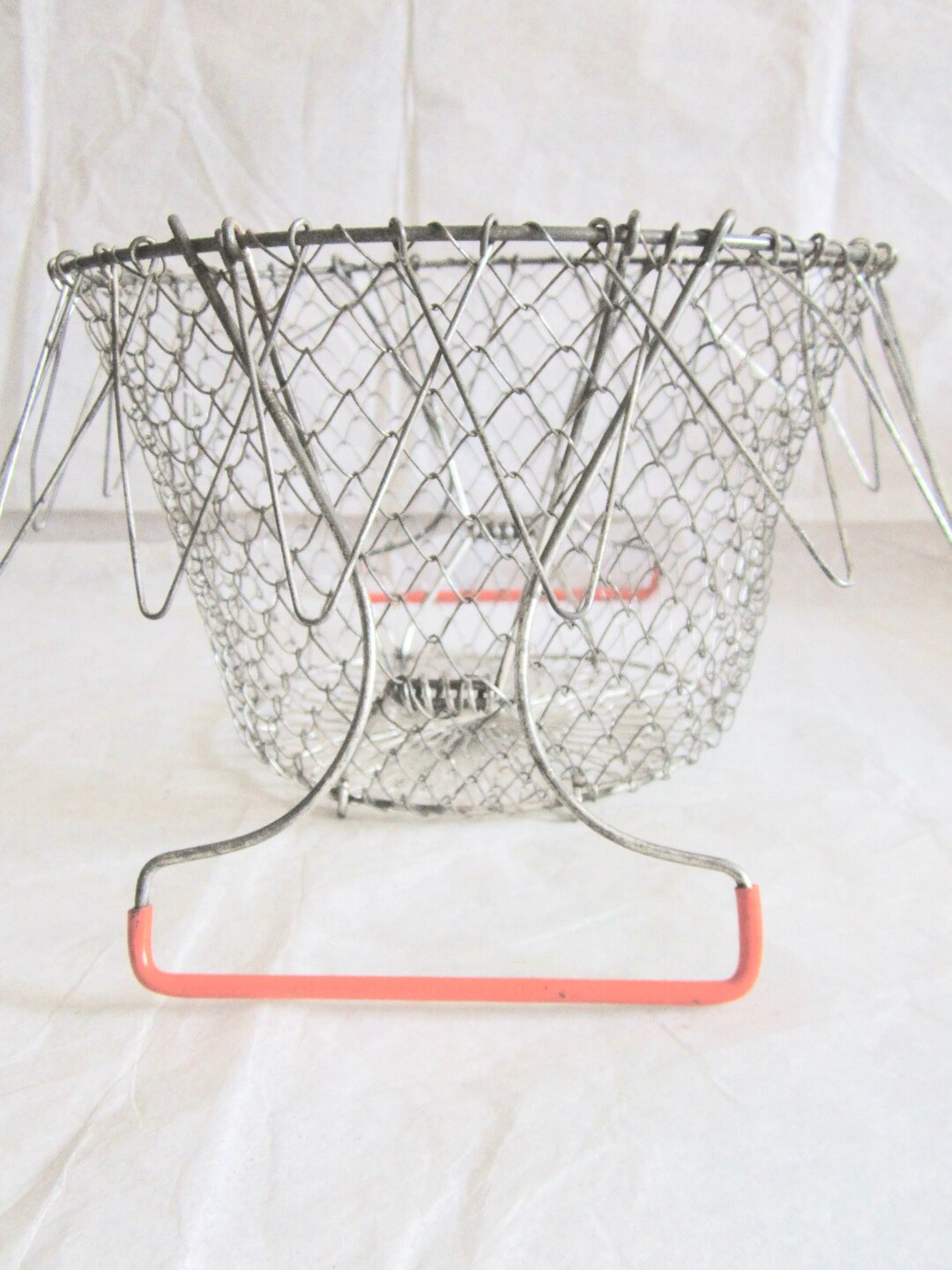 Vintage Wire Basket Folding Wire Basket UNIQUE French Basket W/ 2 ...