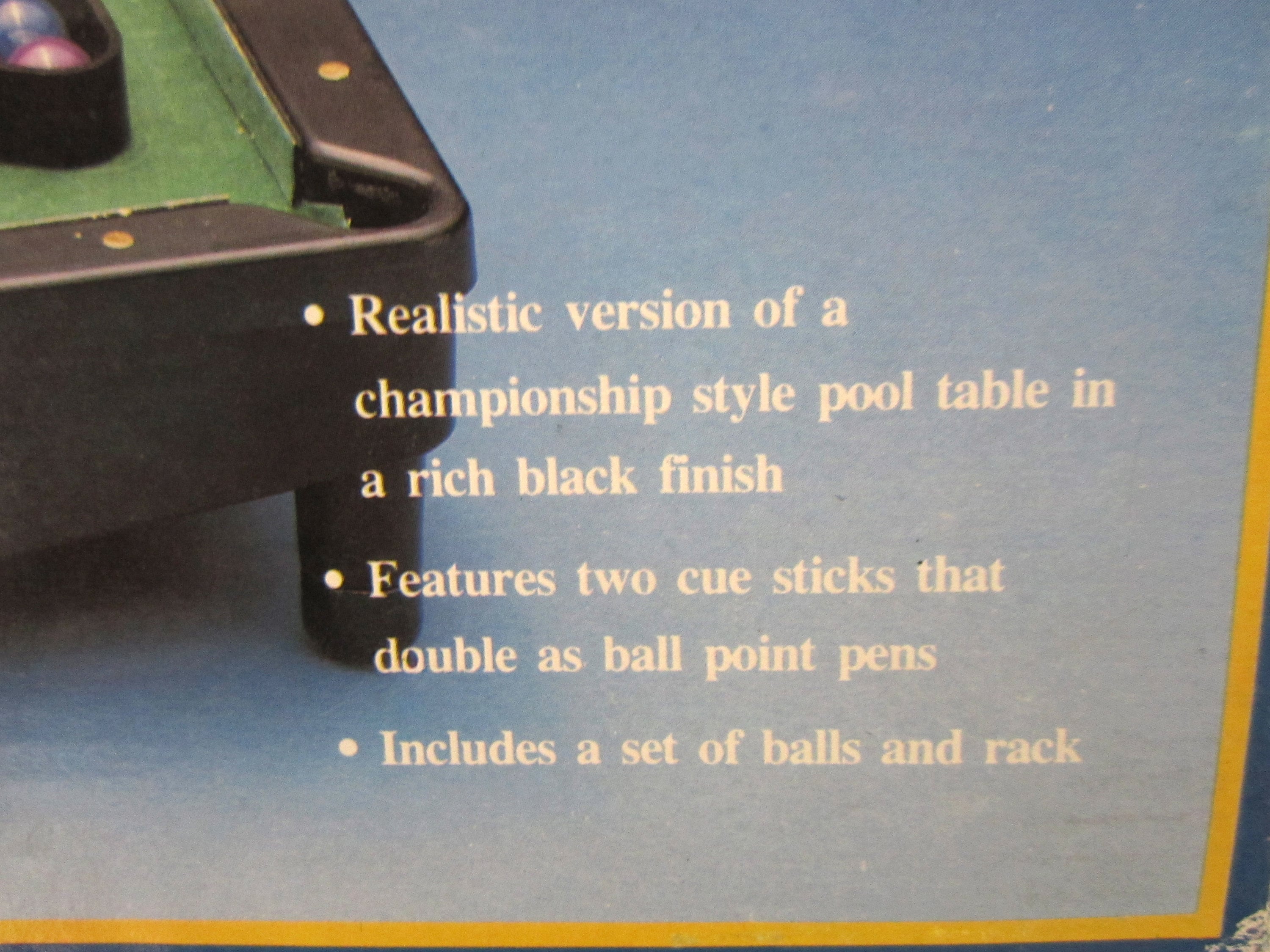 Vintage Mini Pool Table Game Table Game 2 Sticks 10 Balls Complete Set ...