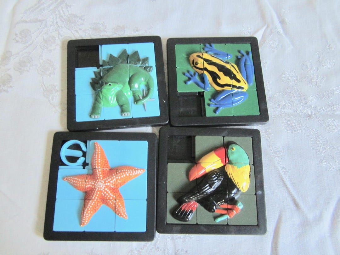 Vintage Damert 3D Puzzle Toy Sliding Block Puzzle 4" X 4" Collectible ...