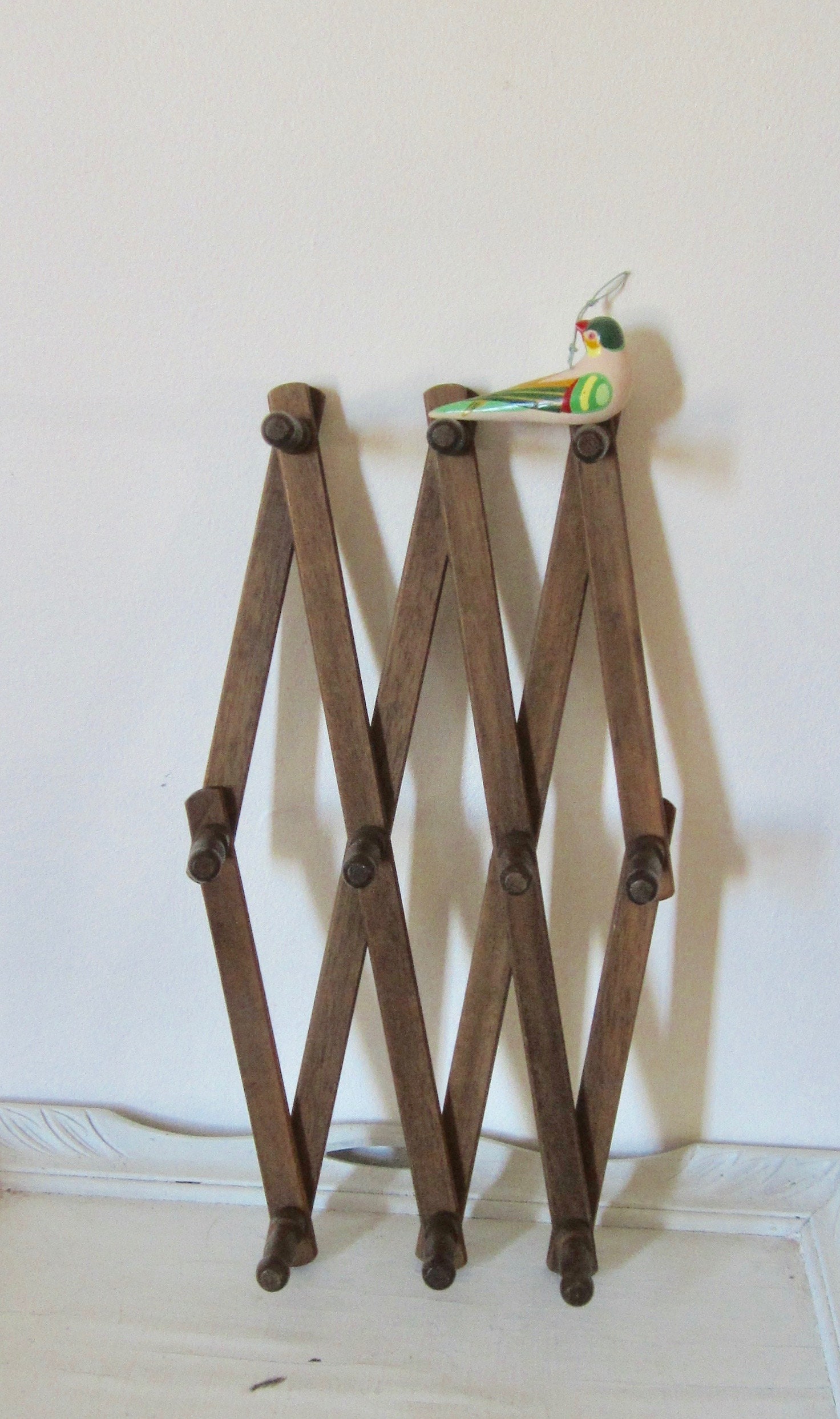 Vintage Accordion Expandable Wall Rack LARGE 10 Hook Pegs Rack Hat Dog ...
