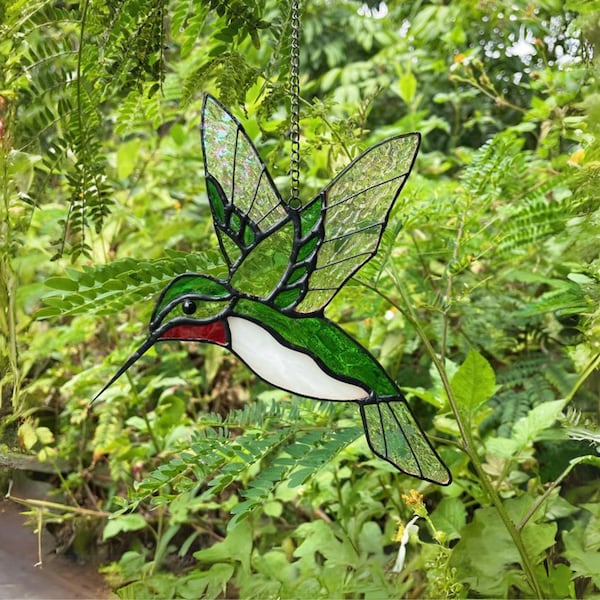 Hummingbird Stained Glass Handmade - Etsy
