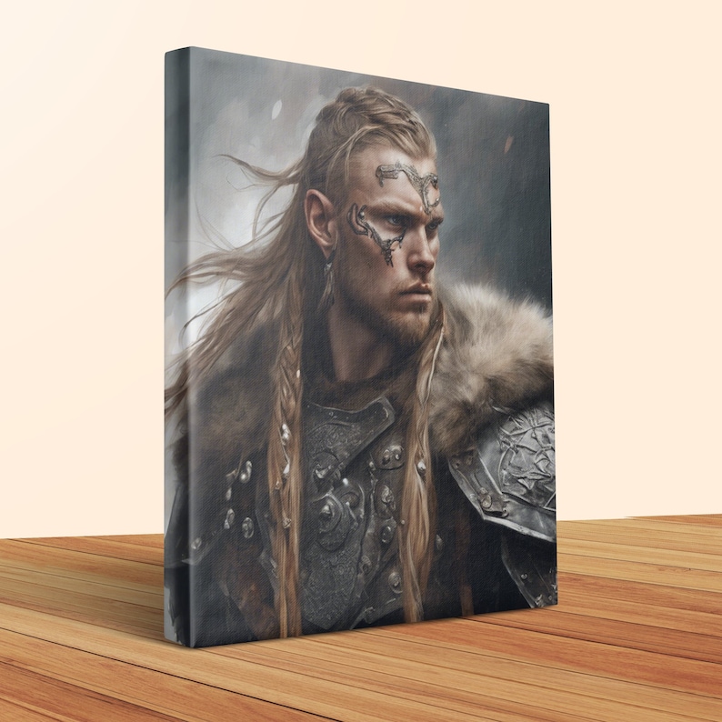 Viking Warrior Wall Art, Epic Norse Decor, Scandinavian Home Decor ...