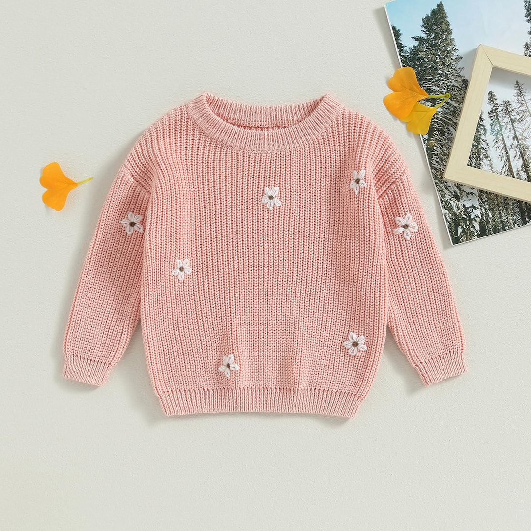 Handmade Embroidered Flower Baby Sweater, Personalized Hand Embroidered ...