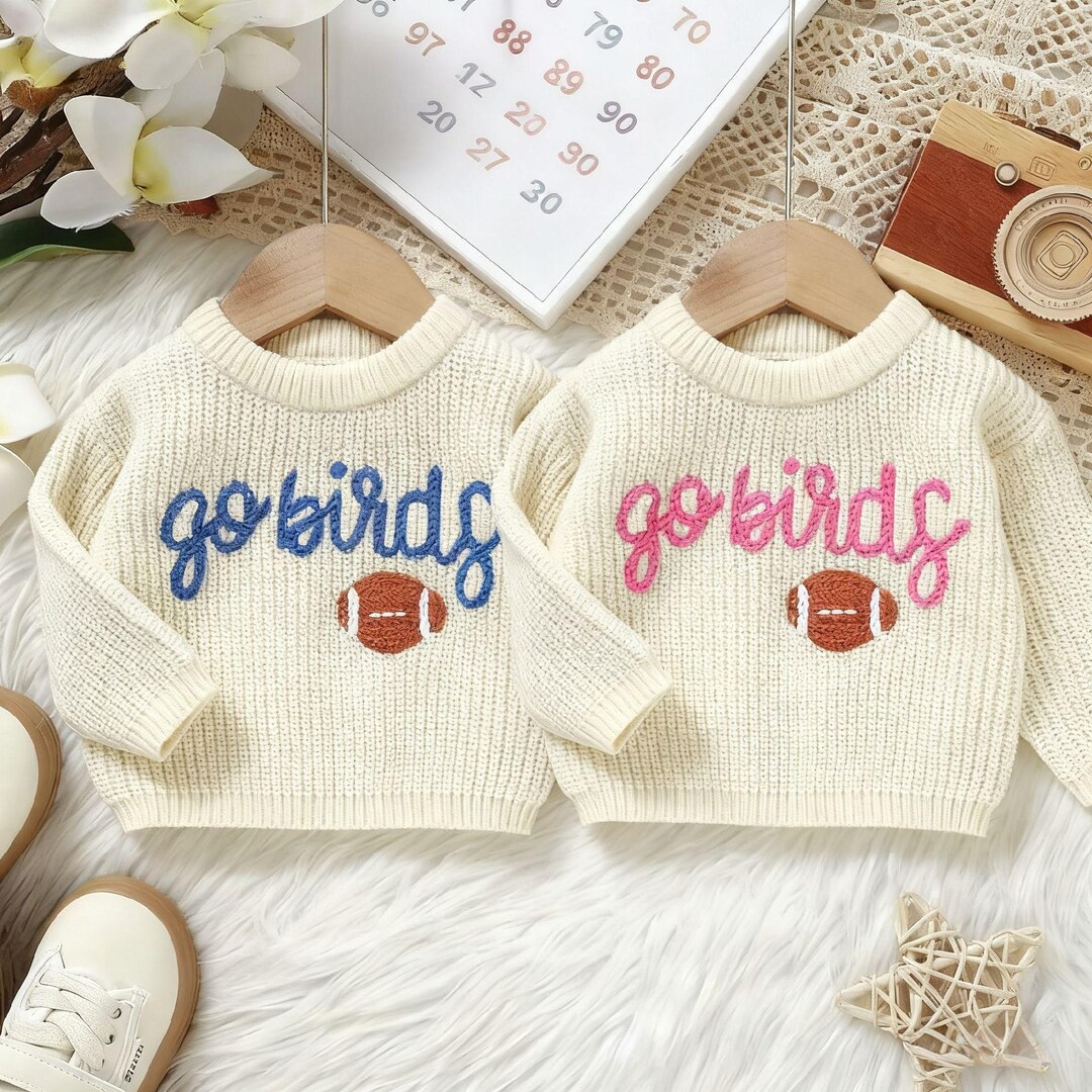 Go Birds Football Baby Sweater - Hand-knitted Toddler Pullover - Sports ...