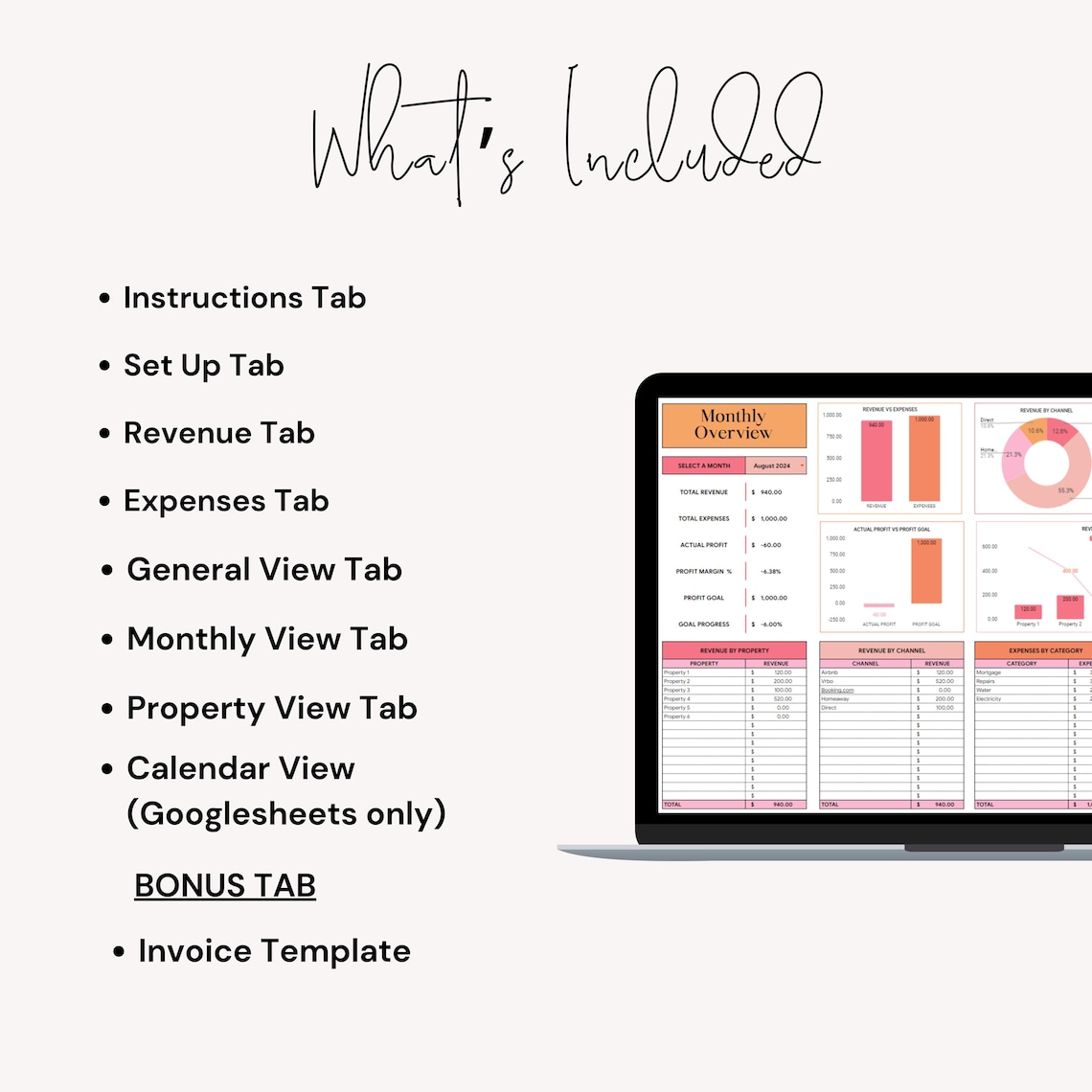 Airbnb Tracker Vacation Rental Property Bookkeeping, Airbnb Bookkeeping ...