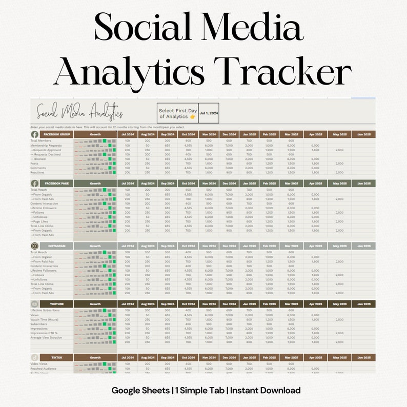 Social Media Analytics Tracker | 12 Month Post Performance Tracker ...