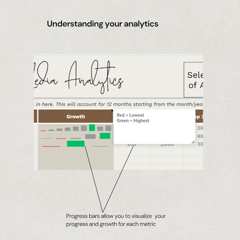 Social Media Analytics Tracker: 12-month Performance (google Sheets) - Etsy