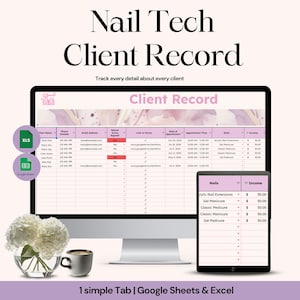 Nail Technician Record Book, Nail Salon Spreadsheet, Client Record Book ...