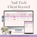 Nail Technician Record Book, Nail Salon Spreadsheet, Client Record Book ...