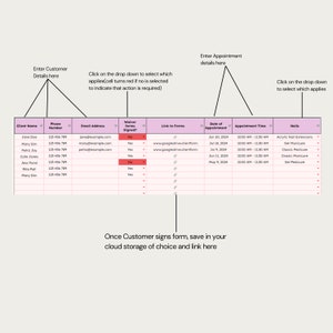 Nail Technician Record Book, Nail Salon Spreadsheet, Client Record Book ...