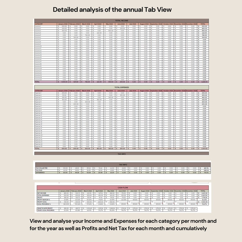 Small Business Bookkeeping Spreadsheet: Income & Expense Tracker ...