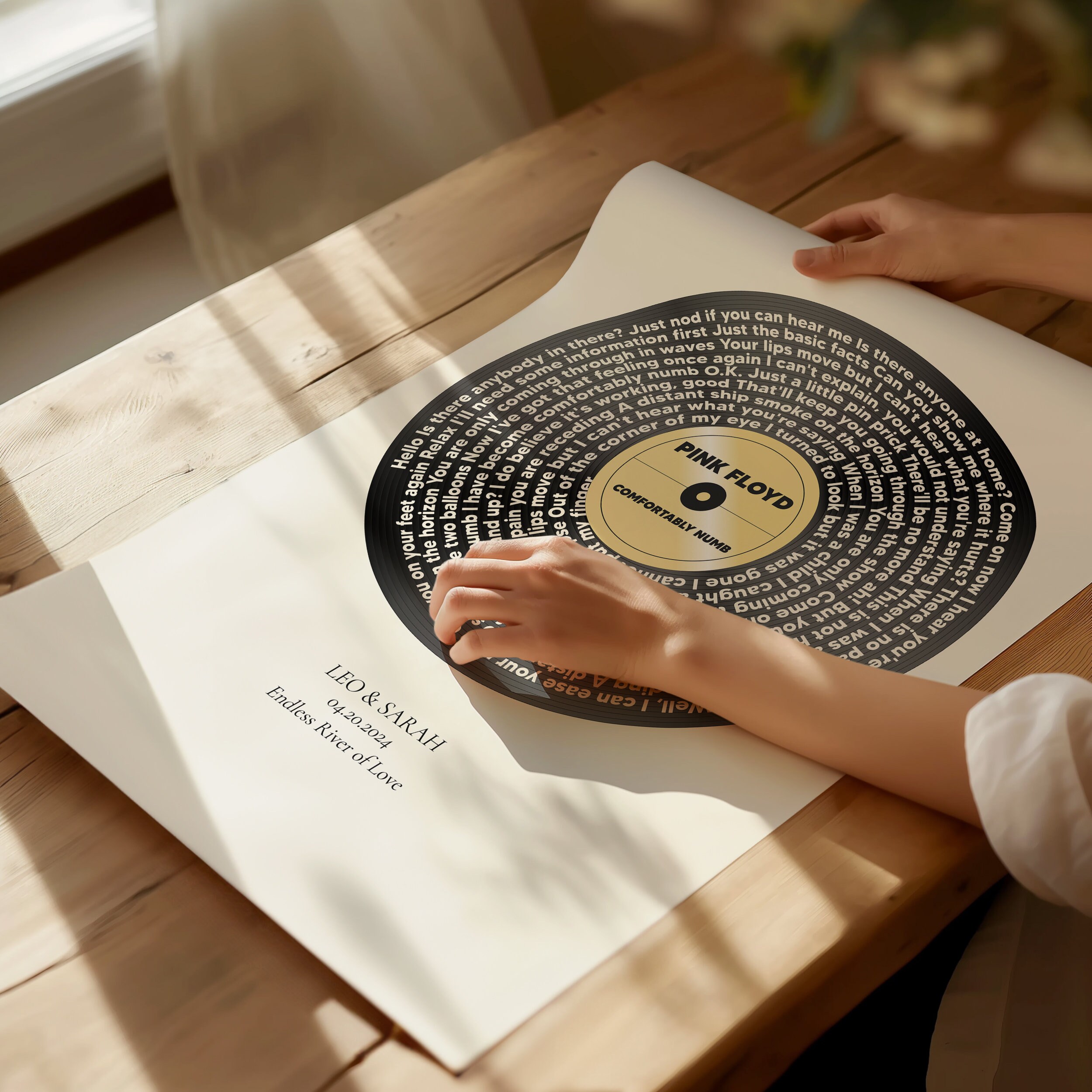 Custom Vinyl Record Song Lyrics Poster, Black and Gold Music Print ...