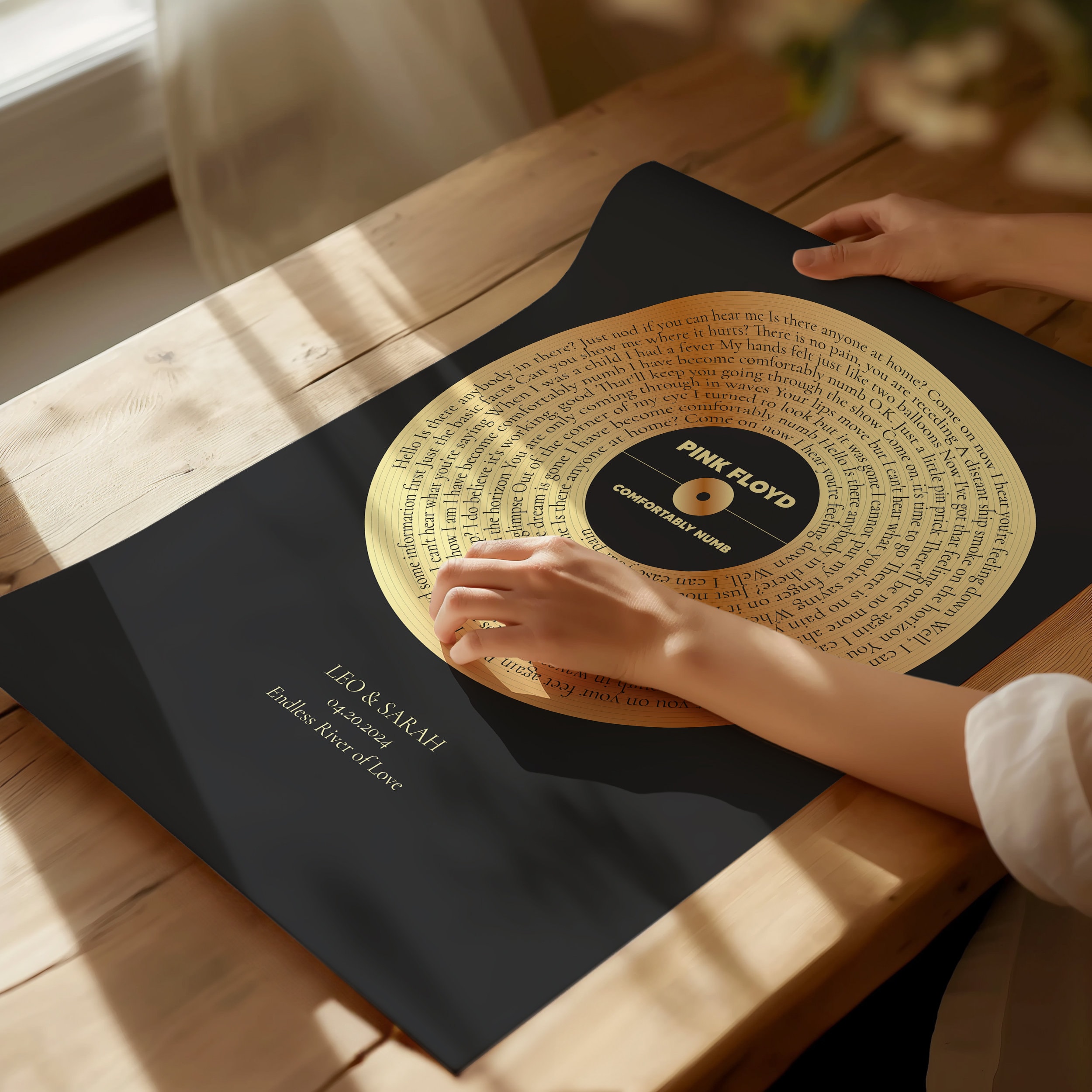 Foil Metallic Gold Vinyl Lyrics Poster, Customized Favourite Song Print ...