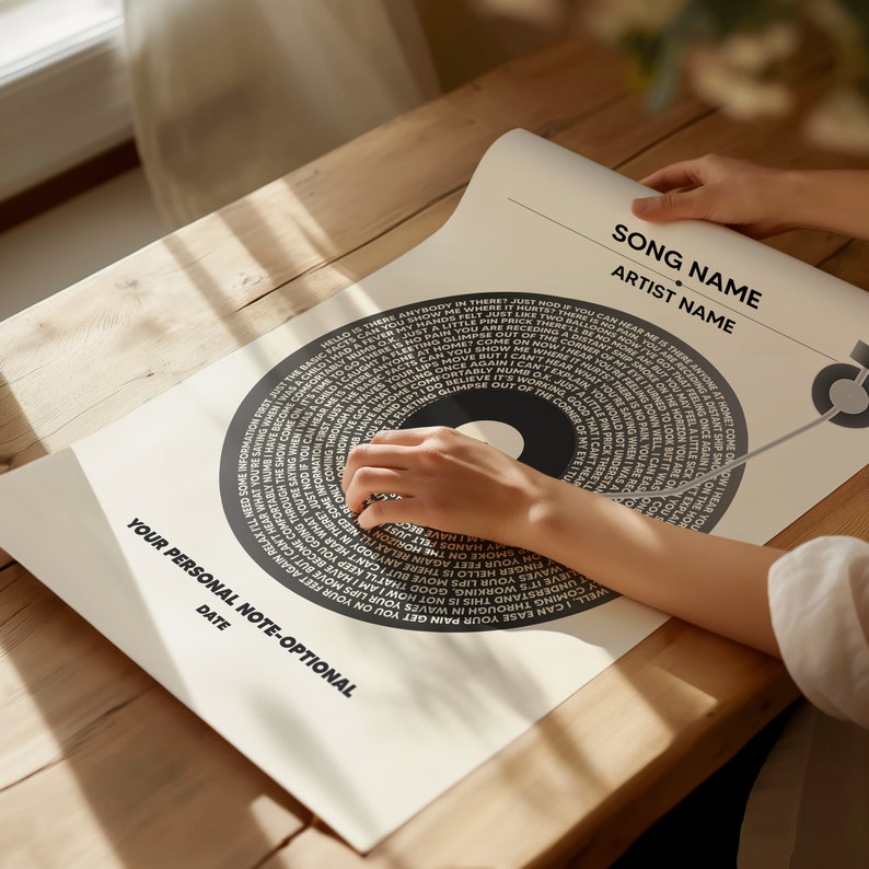 Custom Vinyl Record Print, Personalized Song Lyrics Poster, Birthday ...