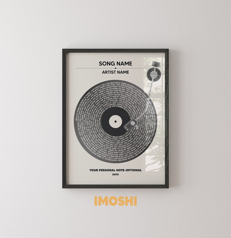 Custom Vinyl Record Print, Personalized Song Lyrics Poster, Birthday ...