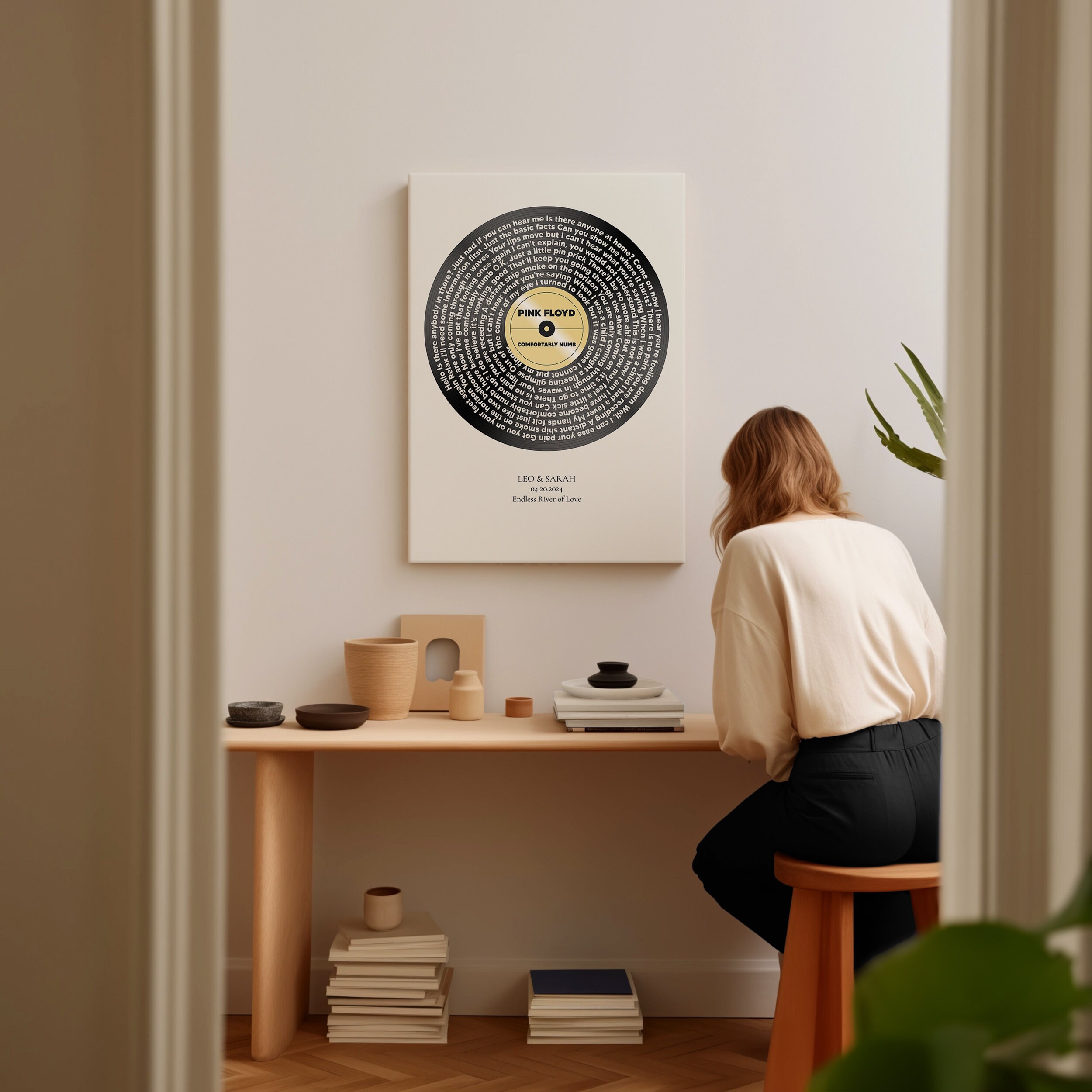 Custom Vinyl Record Song Lyrics Poster, Black and Gold Music Print ...