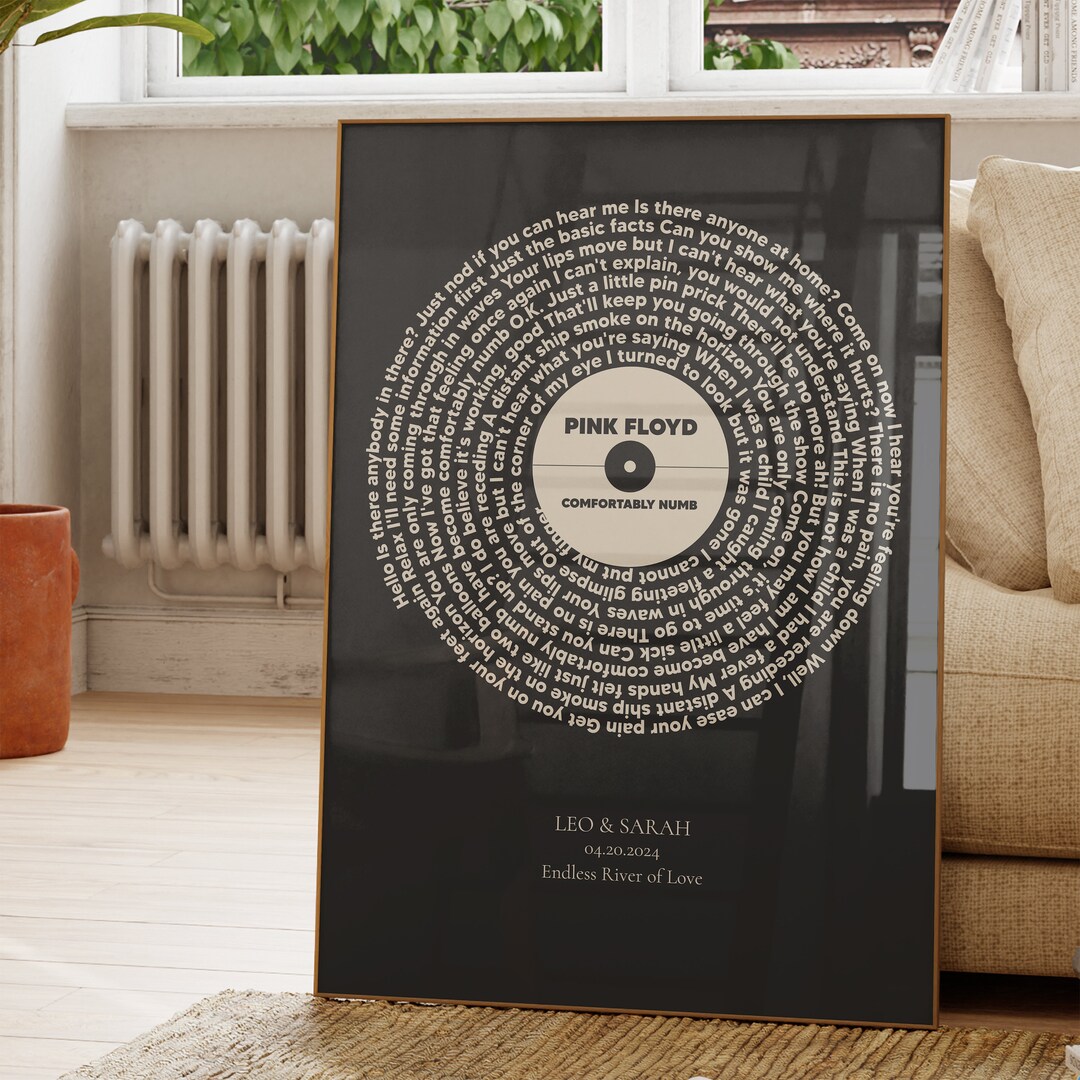 Customized Vinyl Lyrics Wall Art, Personalized Music Print, Anniversary ...