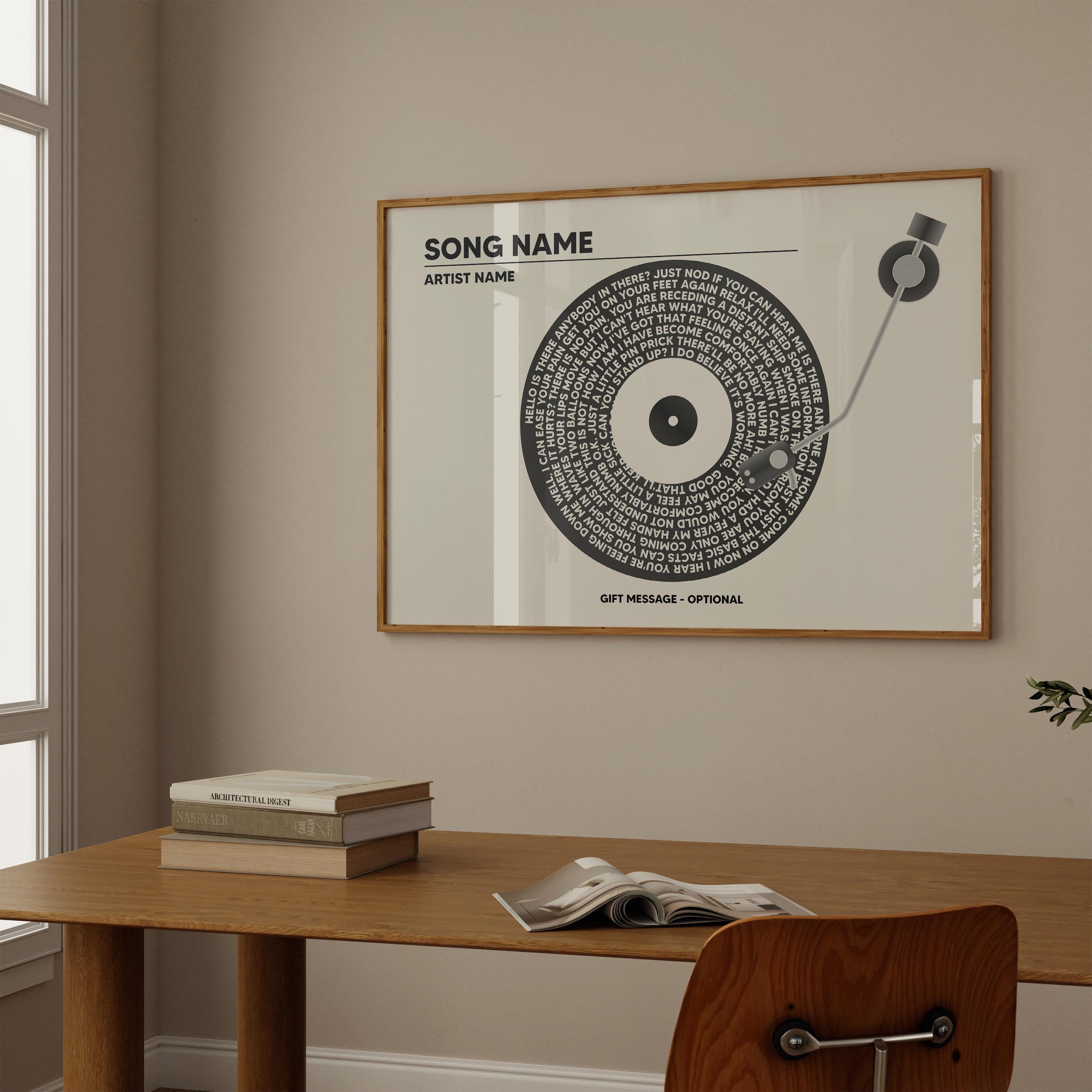 Custom Song Lyrics Poster, Vinyl Record Wall Art, Favourite Music Gift ...