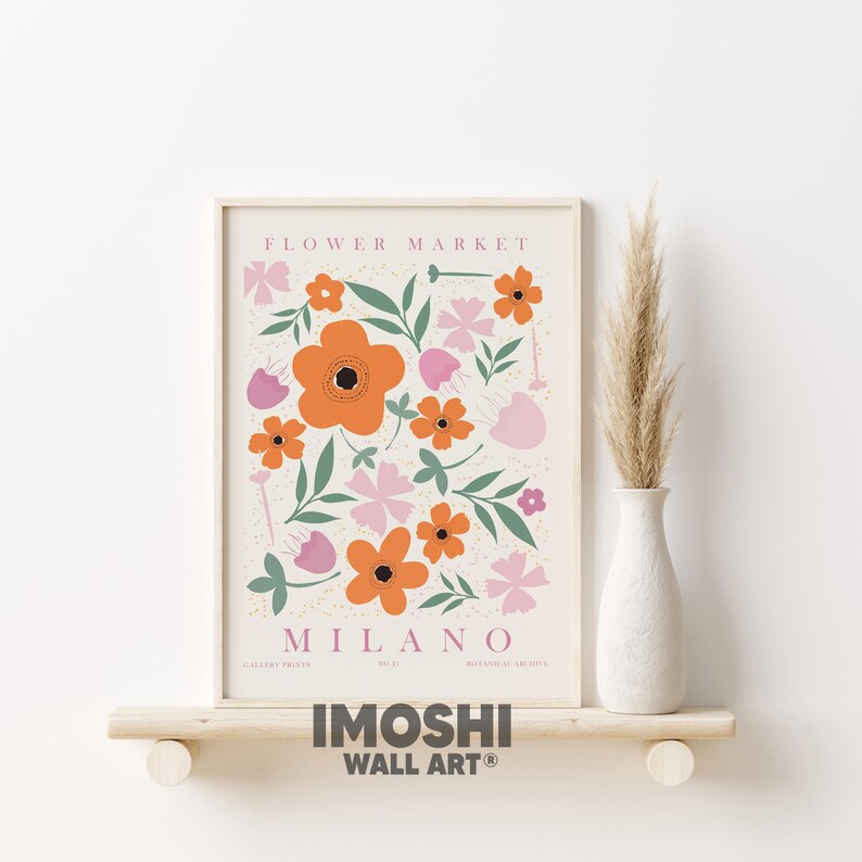 Retro Flower Wall Art Set, Flower Market Posters, Colorful Floral ...