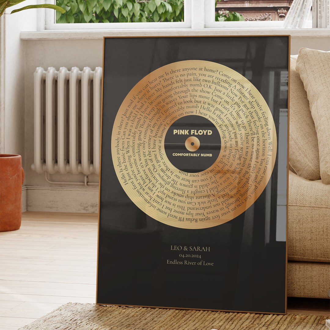 Foil Metallic Gold Vinyl Lyrics Poster, Customized Favourite Song Print ...