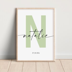 Custom Nursery Initial Print, Personalized Name Poster, Unisex Baby ...