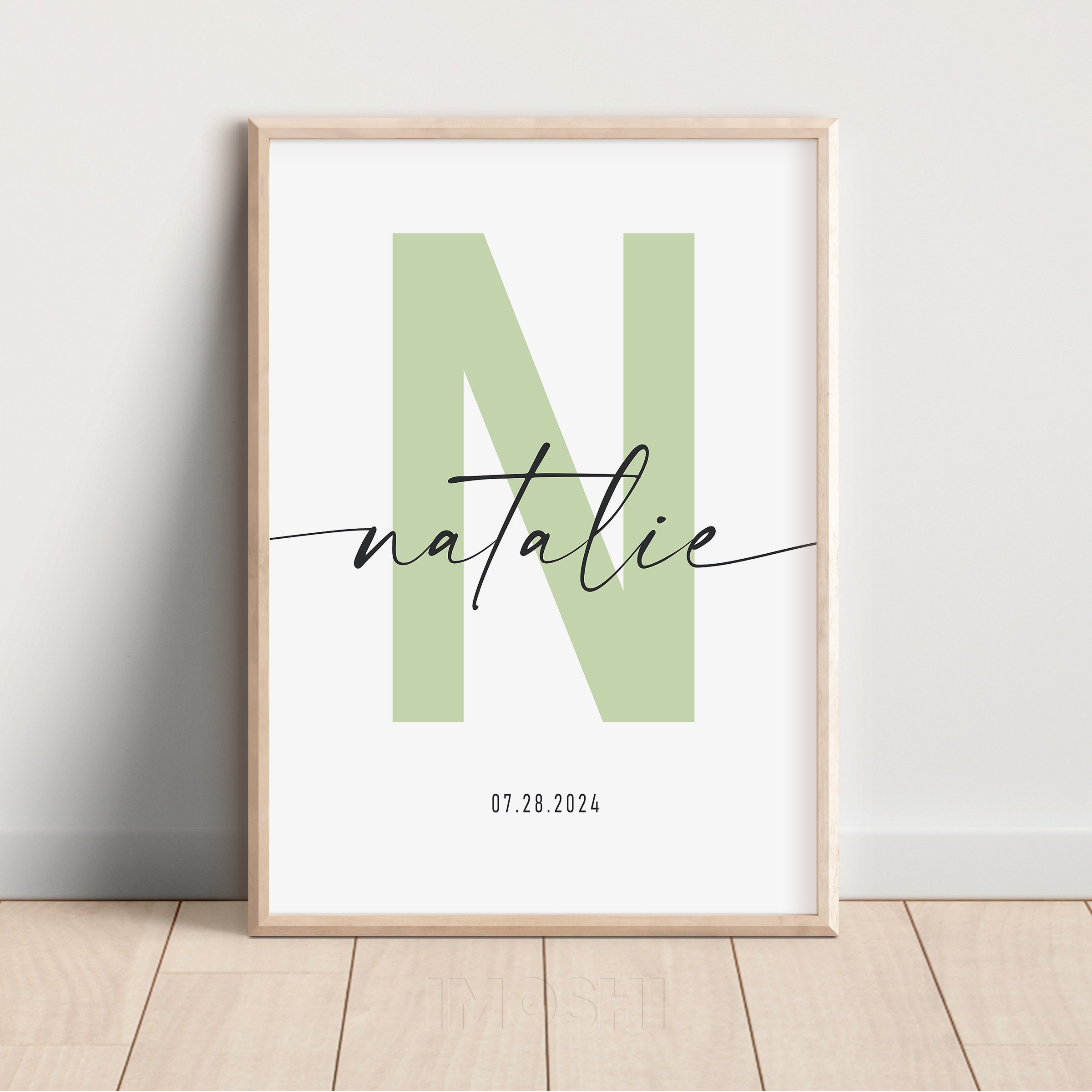 Custom Nursery Initial Print, Personalized Name Poster, Unisex Baby ...